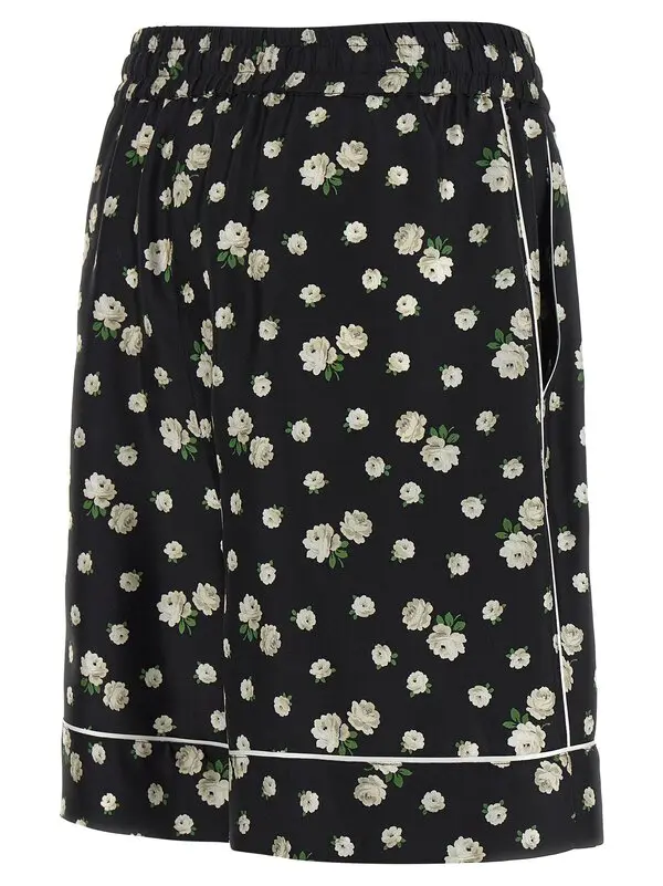 Dolce & Gabbana Fiorellini' Print Silk Twill Bermuda Shorts
