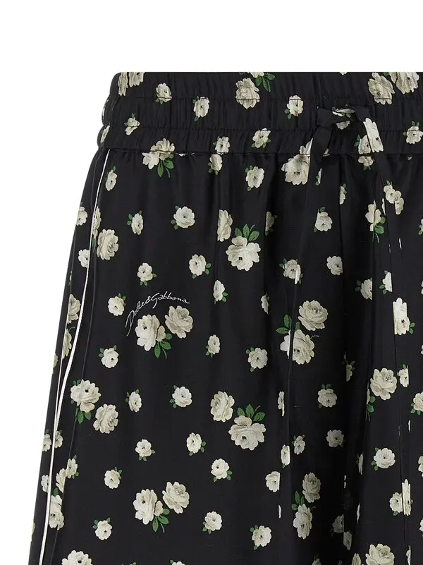 Dolce & Gabbana Fiorellini' Print Silk Twill Bermuda Shorts