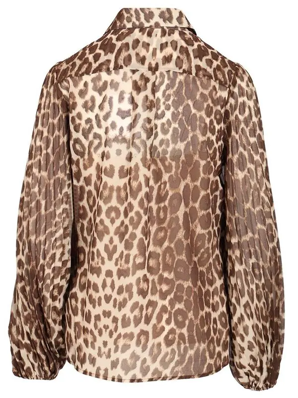 Zimmermann Leopard Print Pleated Sleeve Shirt