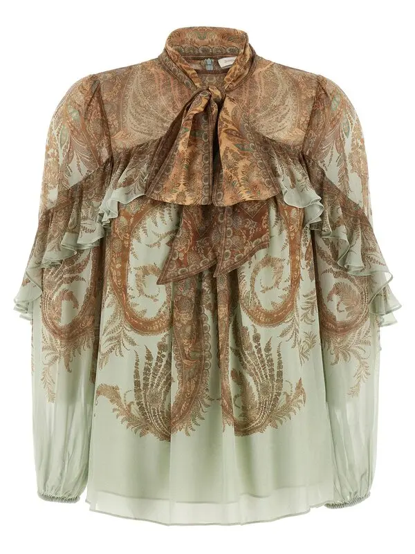 Zimmermann Memento Flutter Paisley Print Crepe De Chine Blouse