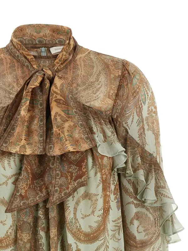Zimmermann Memento Flutter Paisley Print Crepe De Chine Blouse