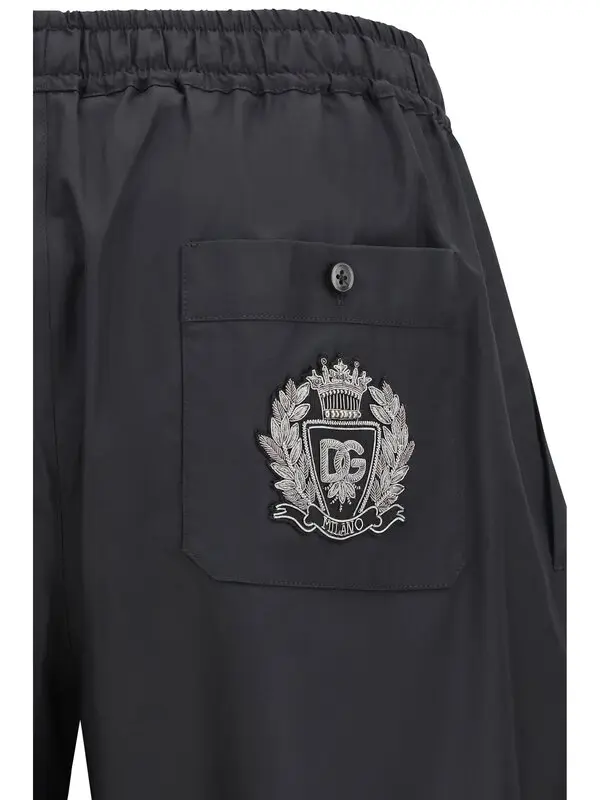 Dolce & Gabbana Embroidered Emblem Drawstring Shorts - Black