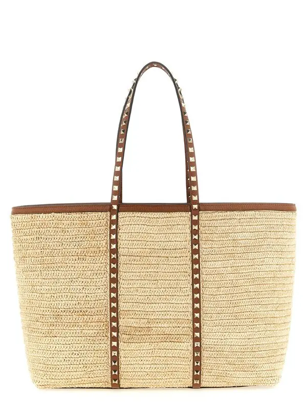 Valentino Garavani Rockstud Large Shopping Bag - Cream
