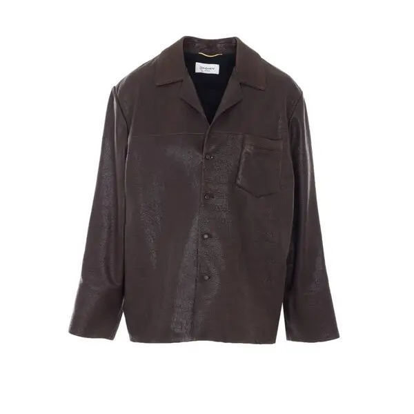 Saint Laurent Bubbled Lambskin Jacket - Brown