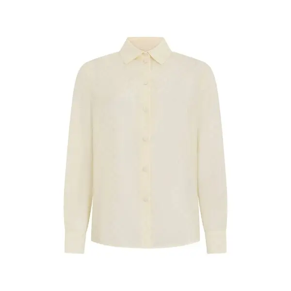Gucci Silk Jacquard Logo Button-up Shirt - Cream