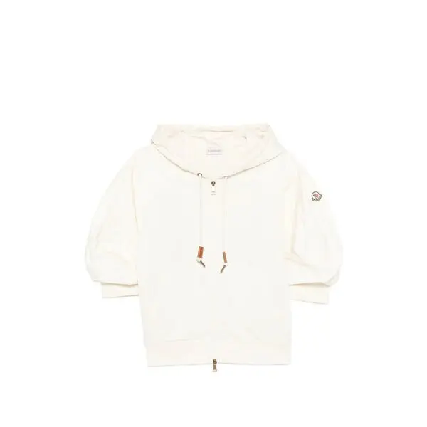 Moncler Off-white Cotton Hooded Jacket With Puff Sleeves