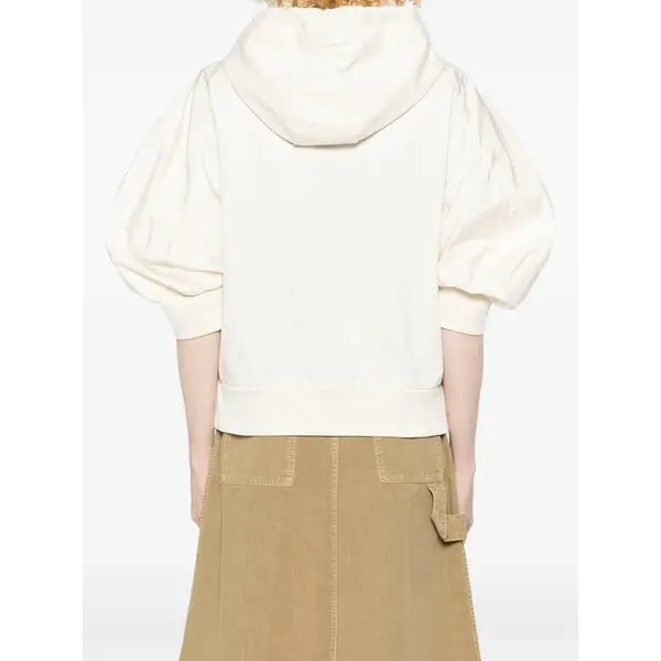 Moncler Off-white Cotton Hooded Jacket With Puff Sleeves
