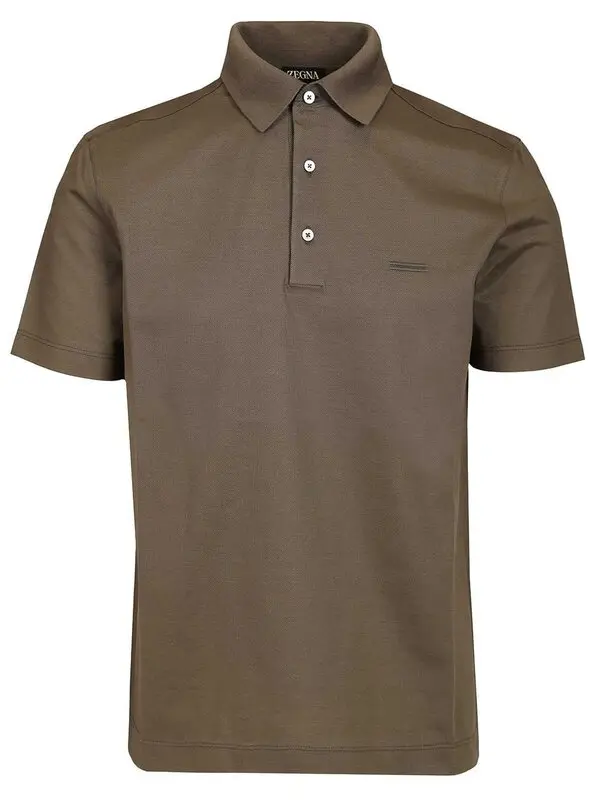 Zegna Short-sleeved Cotton Polo Shirt - Brown