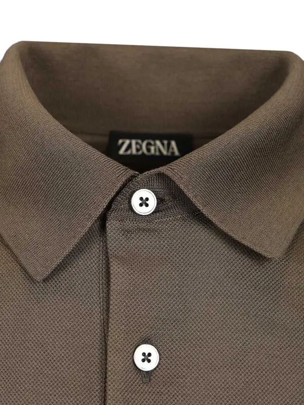 Zegna Short-sleeved Cotton Polo Shirt - Brown