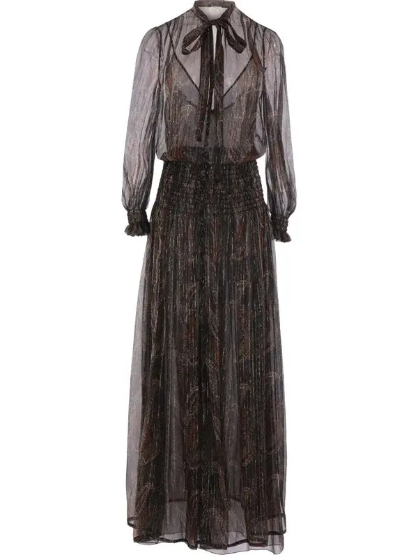 Saint Laurent Semi-sheer Paisley Maxi Dress - Brown