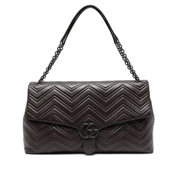 Gucci Matelassé Chevron Leather Shoulder Bag - Brown