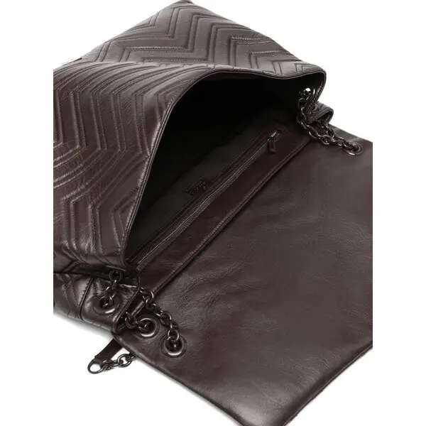 Gucci Matelassé Chevron Leather Shoulder Bag - Brown