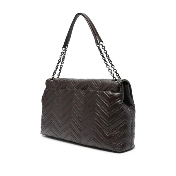Gucci Matelassé Chevron Leather Shoulder Bag - Brown