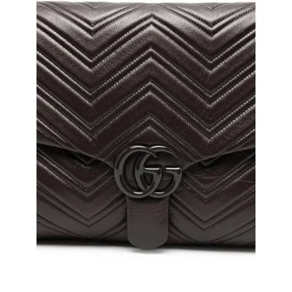 Gucci Matelassé Chevron Leather Shoulder Bag - Brown