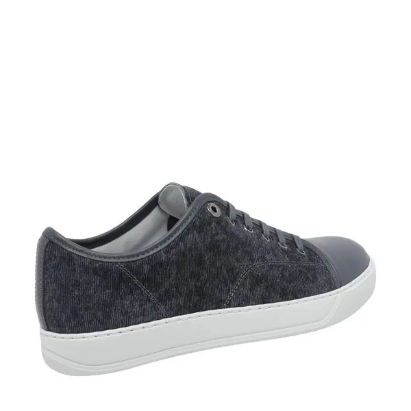 LANVIN Grey Calf Leather And Fabric Upper Sneakers - Gray