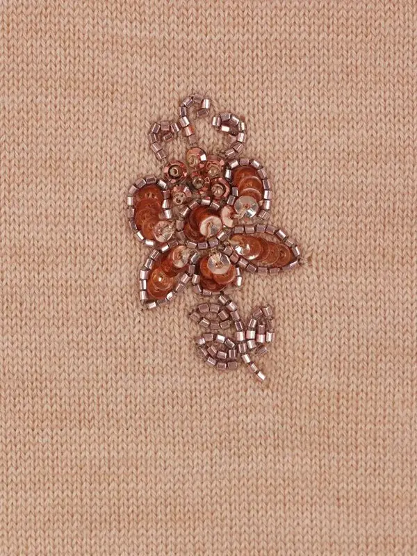 Fendi Floral Motif Embroidered Wool Cropped Jumper