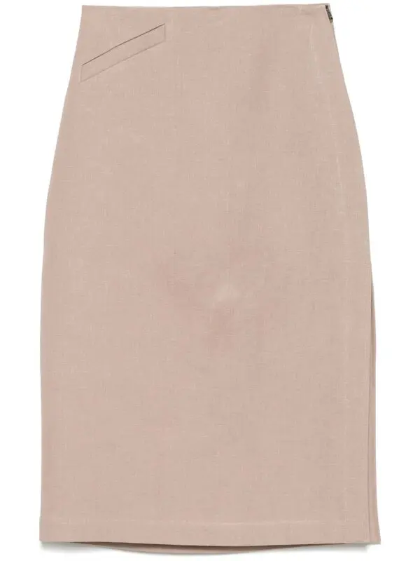 Fendi Waxed Linen Straight Midi Skirt - Multicolor