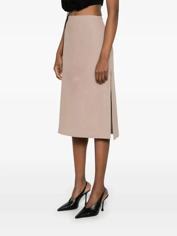 Fendi Waxed Linen Straight Midi Skirt - Multicolor