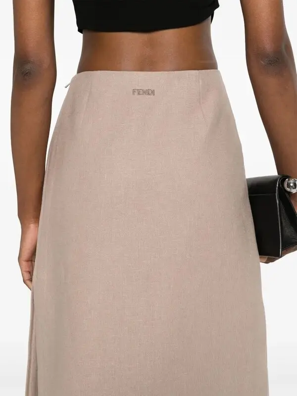 Fendi Waxed Linen Straight Midi Skirt - Multicolor