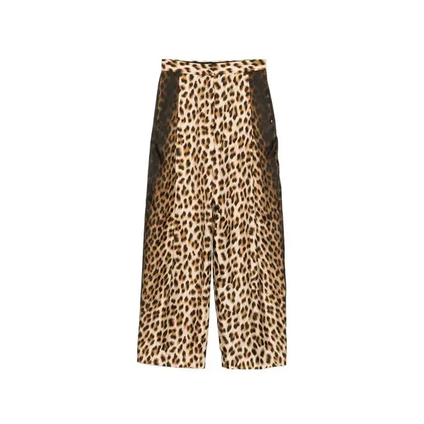 Sportmax Leopard Print Silk Palazzo Pants