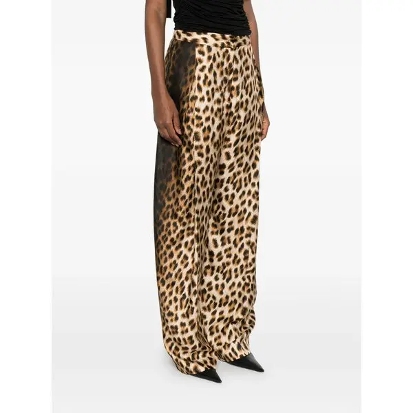Sportmax Leopard Print Silk Palazzo Pants