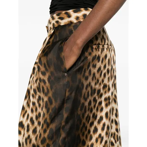 Sportmax Leopard Print Silk Palazzo Pants