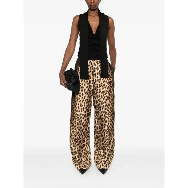 Sportmax Leopard Print Silk Palazzo Pants