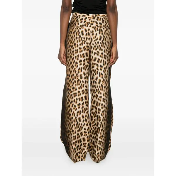 Sportmax Leopard Print Silk Palazzo Pants
