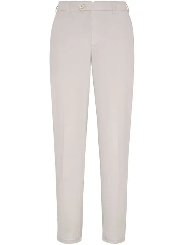 Brunello Cucinelli Garment Dyed Cotton Gabardine Trousers