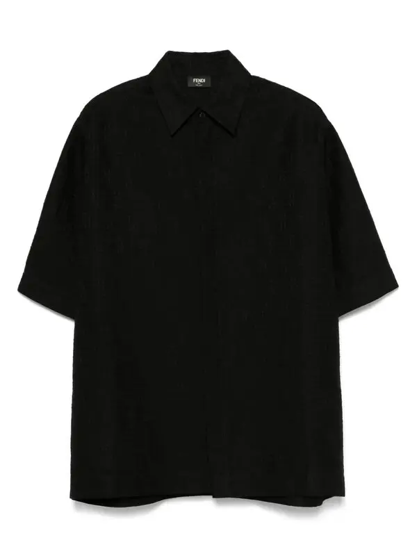 Fendi Linen Ff Jacquard Oversize Shirt - Black