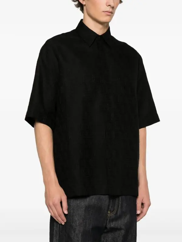 Fendi Linen Ff Jacquard Oversize Shirt - Black