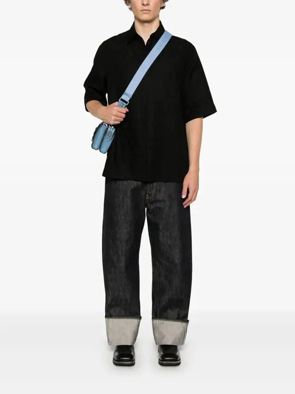Fendi Linen Ff Jacquard Oversize Shirt - Black