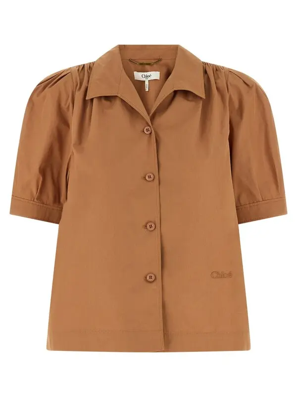 Chloé Logo Embroidered Cotton Poplin Shirt