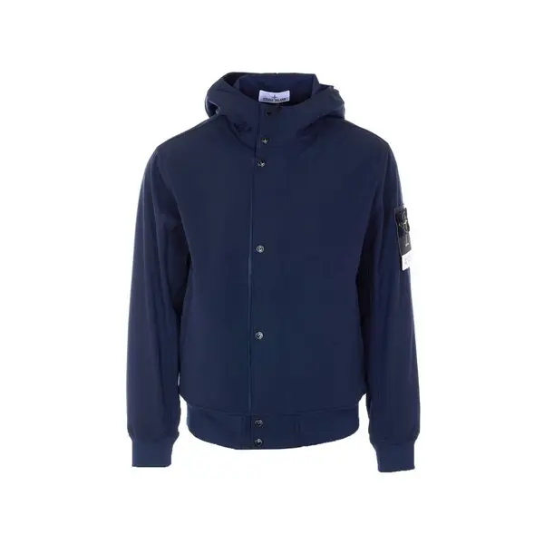 Stone Island Logo Light Soft Shell-r Jacket - Blue