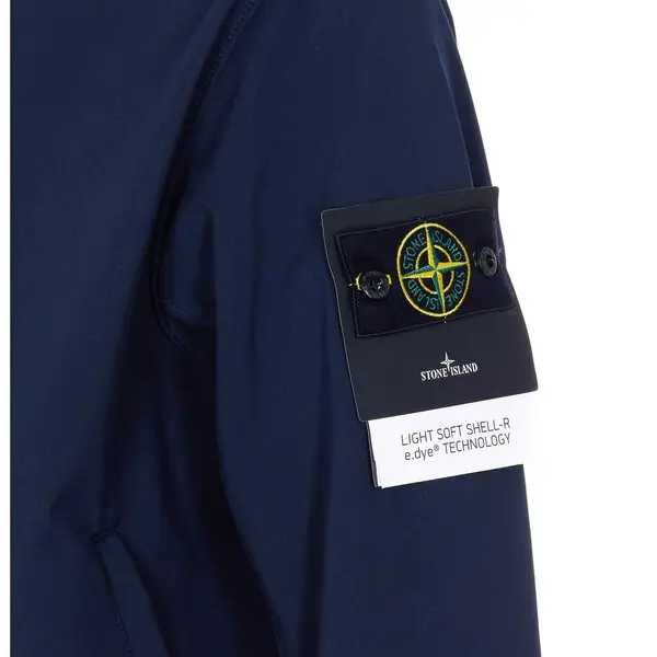 Stone Island Logo Light Soft Shell-r Jacket - Blue