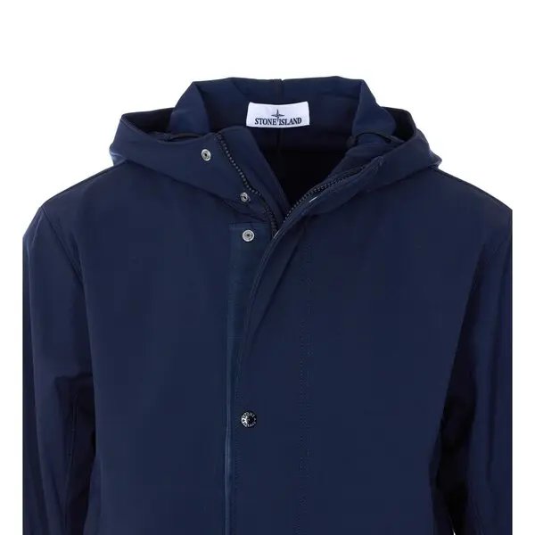 Stone Island Logo Light Soft Shell-r Jacket - Blue