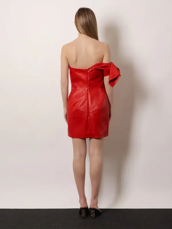 Givenchy Leather Bustier Dress With Bow Detail