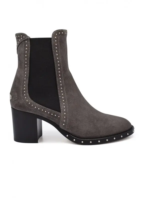 JIMMY CHOO Merril Suede Studded Ankle Boots - Gray