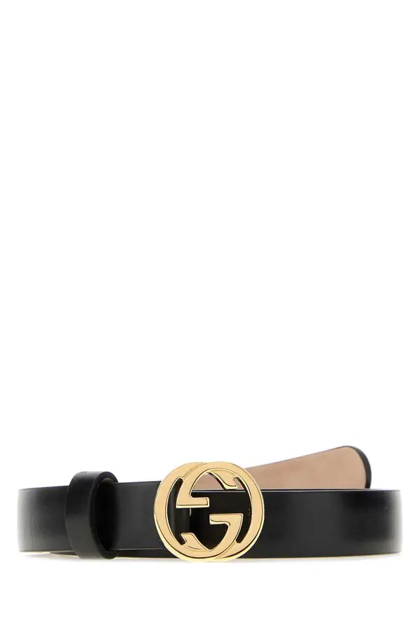 Gucci Interlocking G Leather Belt - Black