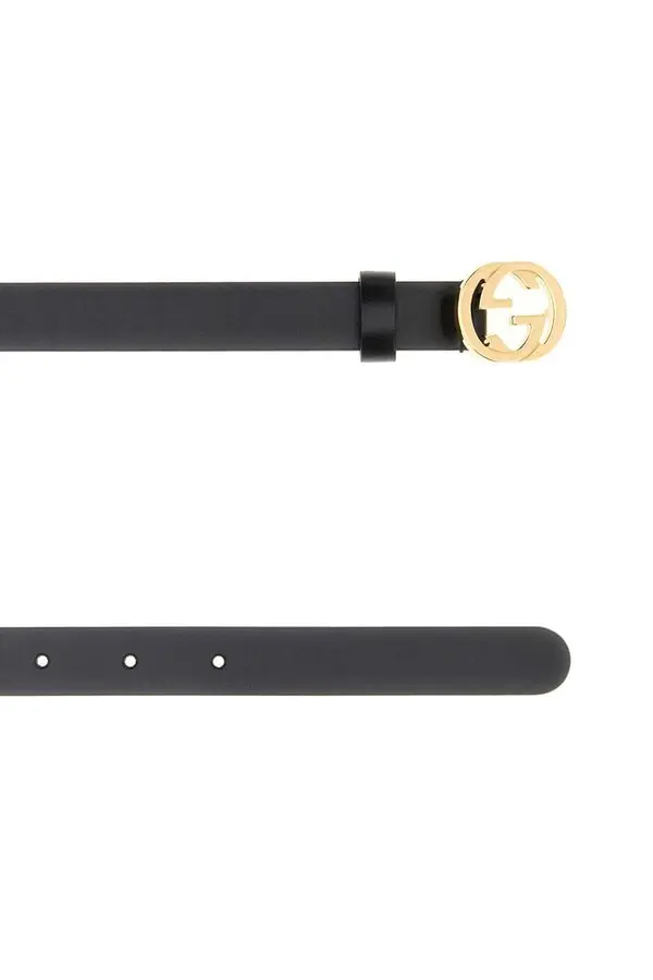 Gucci Interlocking G Leather Belt - Black