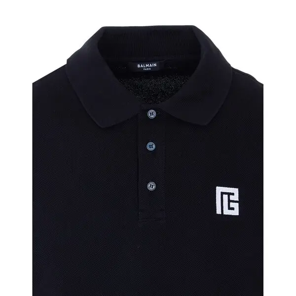 Balmain Embroidered Pb Logo Polo - Black
