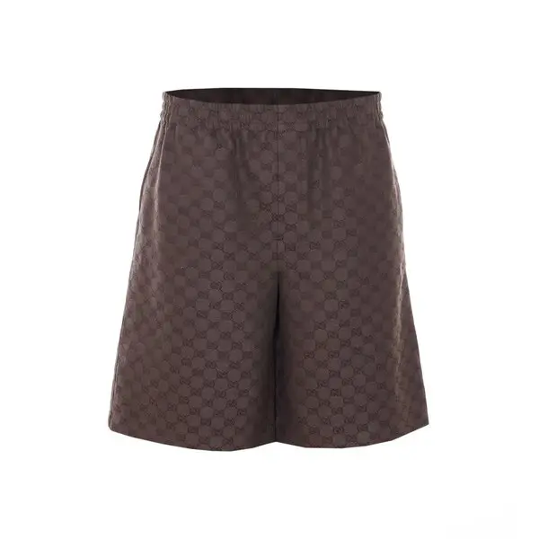 Gucci Gg Canvas Linen Blend Bermuda Shorts - Brown