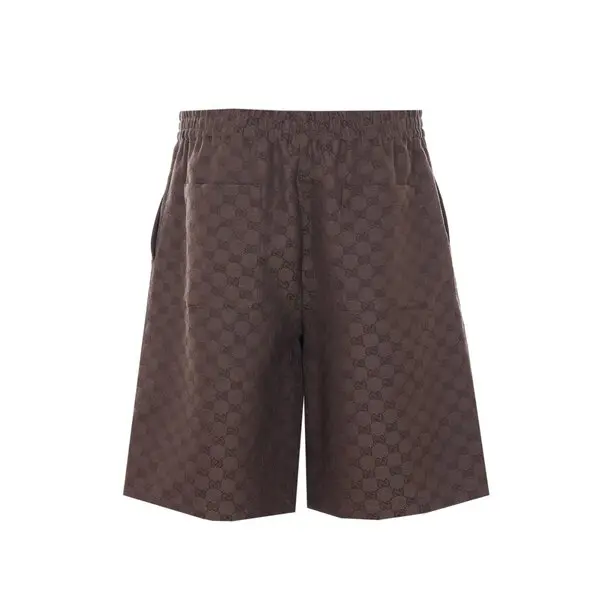 Gucci Gg Canvas Linen Blend Bermuda Shorts - Brown
