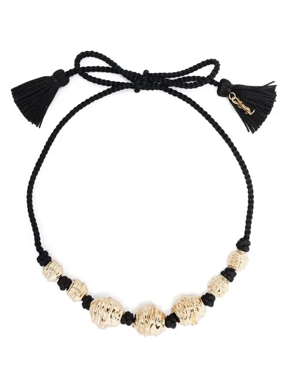 Saint Laurent Charm Detail Chord Necklace - Black