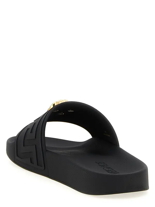 Versace La Medusa Embossed Slides - Black