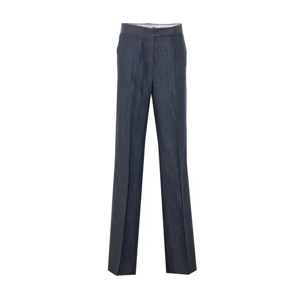 Max Mara Straight-leg Linen Trousers - Gray