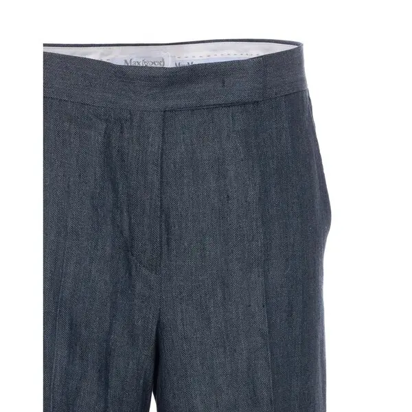 Max Mara Straight-leg Linen Trousers - Gray
