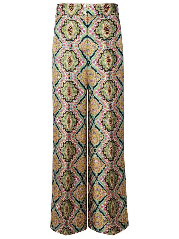 Etro Silk Trousers With All-over Print