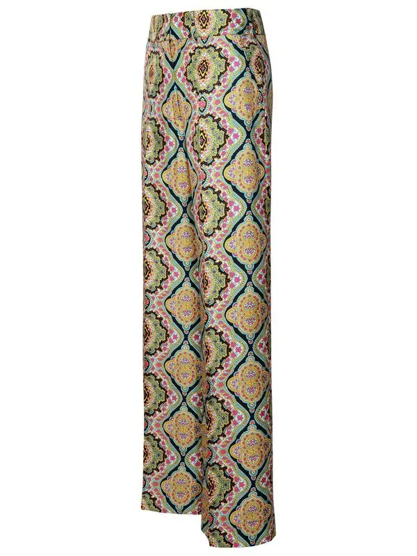 Etro Silk Trousers With All-over Print