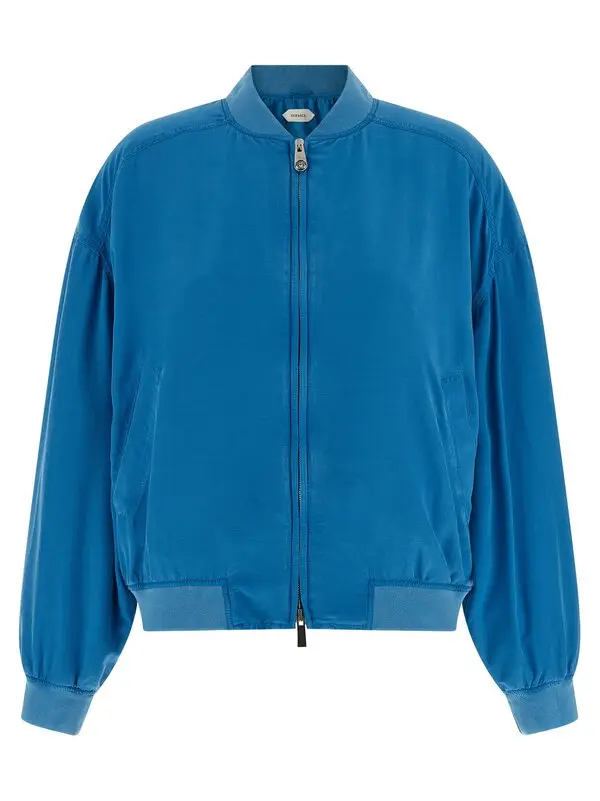 Versace Poplin Blouson With Embroidered Logo - Blue